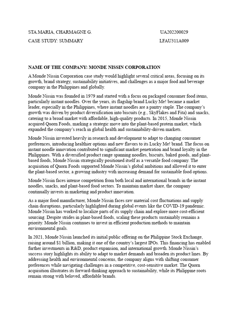 Fin - Man Case Study Summary | PDF | Business | Economies