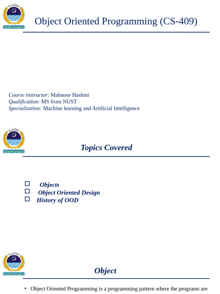 Oop Lec1 Pdf Object Oriented Programming Object Computer Science