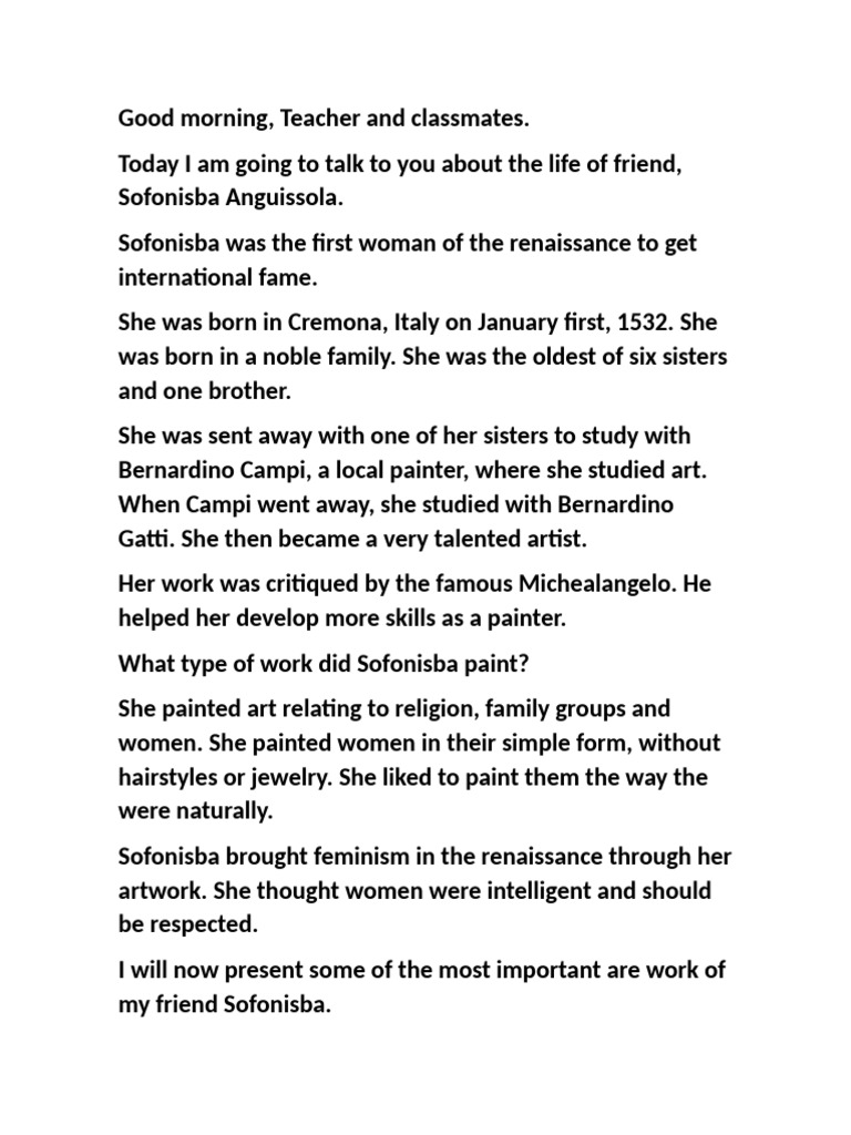 Sofonisba Presentation Script Agnum | PDF | Art | Poetry