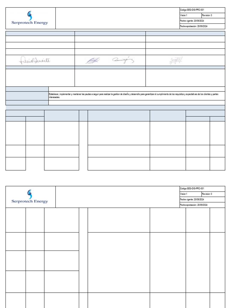 Seg-Dis-Prc-001 Diseño y Desarrollo | PDF | Planificación | Sistema de manejo de calidad