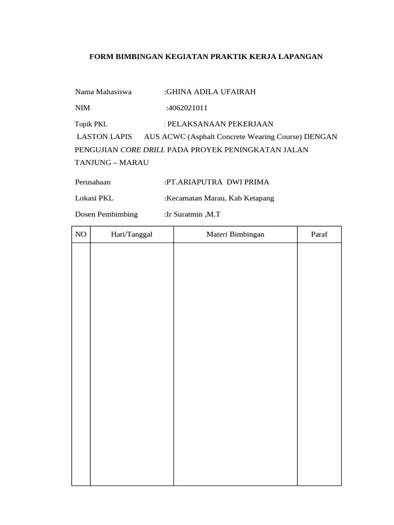 Bimbingan PKL: Pekerjaan Laston Jalan | PDF | Sains & Matematika ...