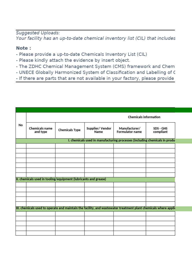 Chemicals Inventory List Guidelines | PDF | Chemistry | Occupational ...