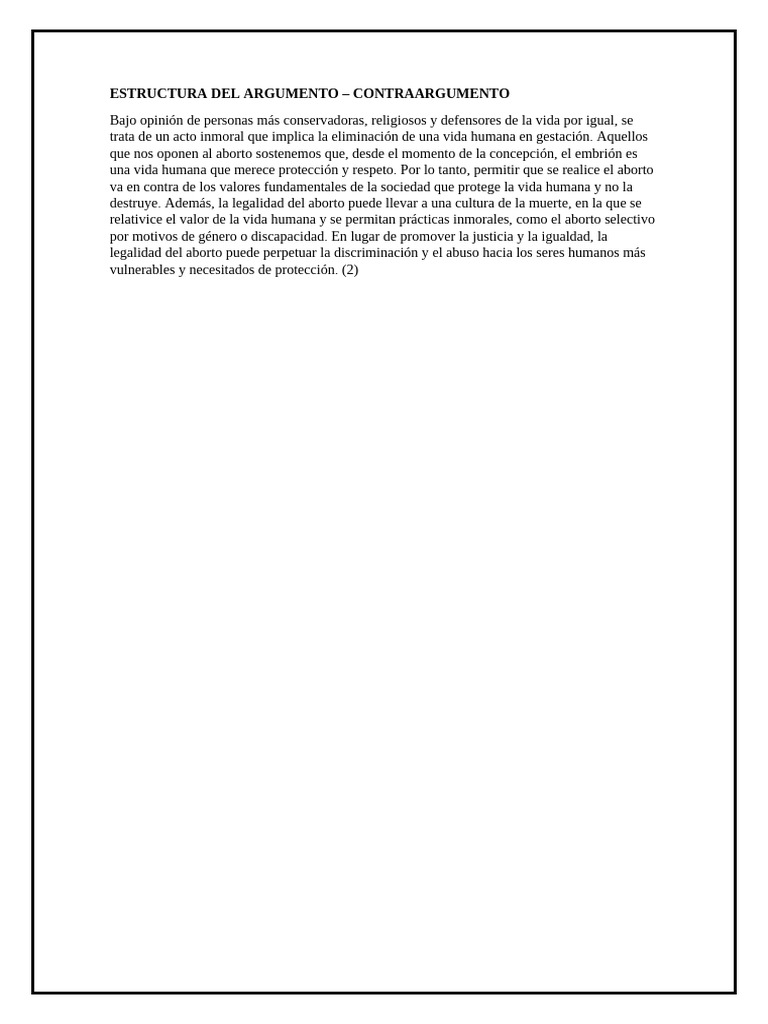 Argumento Contraargumento | PDF | Ciencias sociales | Estilo de vida