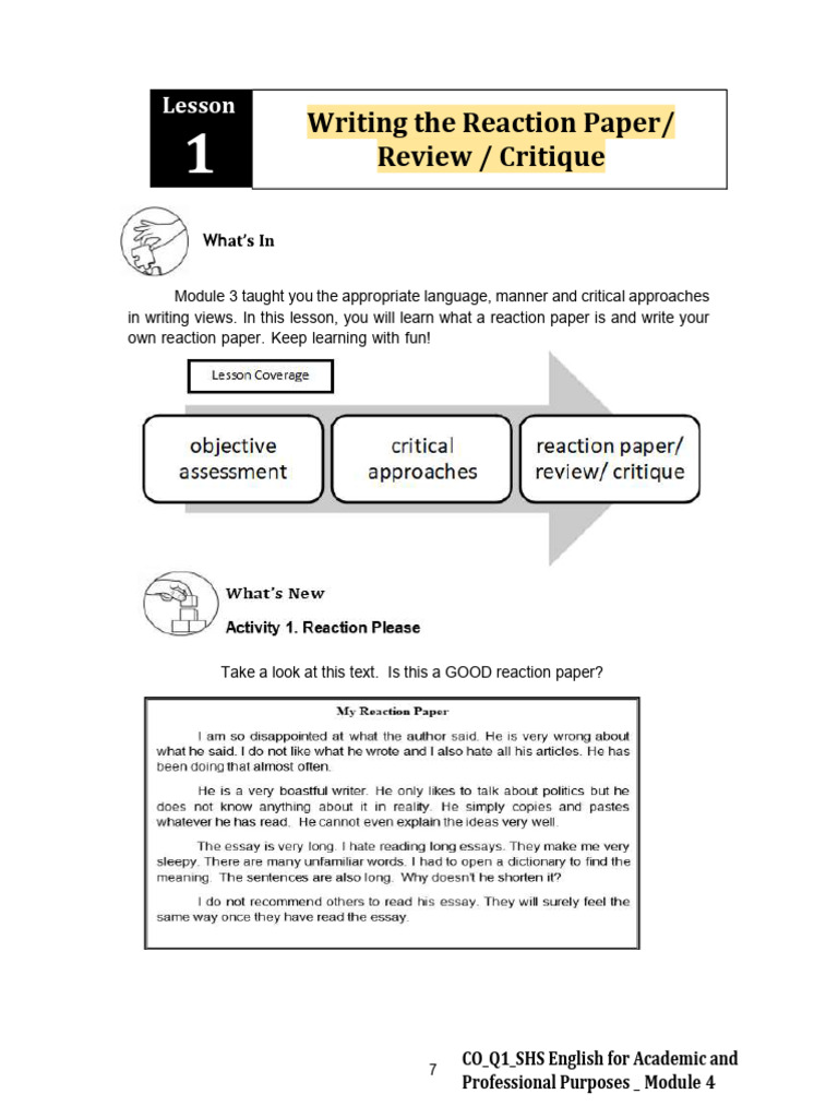 Writing A Reaction Paper | PDF | Writers | Thought