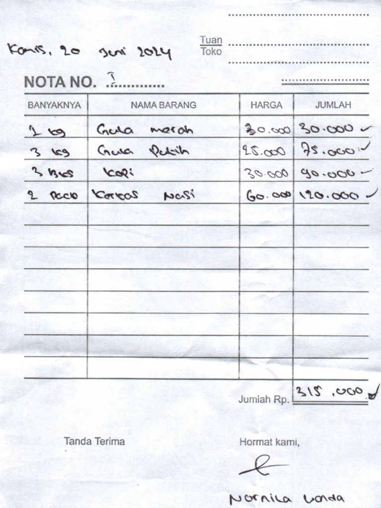 Nota Dan Penerimaan Barang PO 20 Juni 24 | PDF