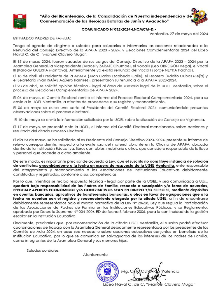 016 Comunicado 032-Apafa | PDF | Gobierno