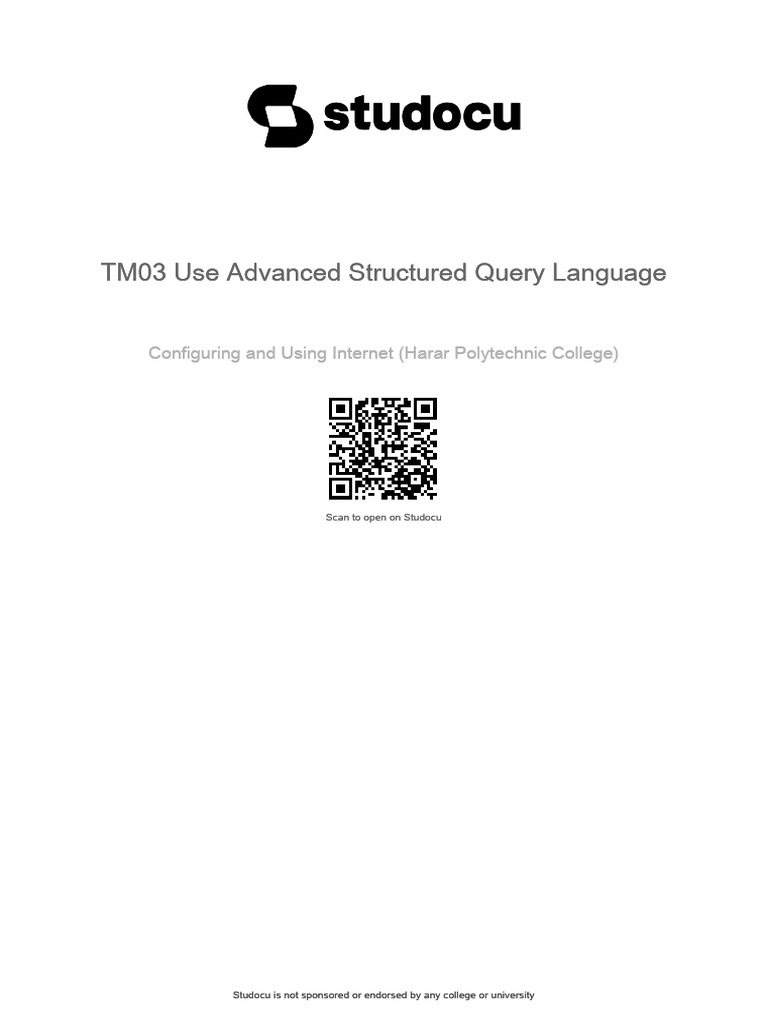 tm03 Use Advanced Structured Query Language | PDF | Databases | Sql tm03 Use Advanced Structured Query Language | PDF | Databases | Sql