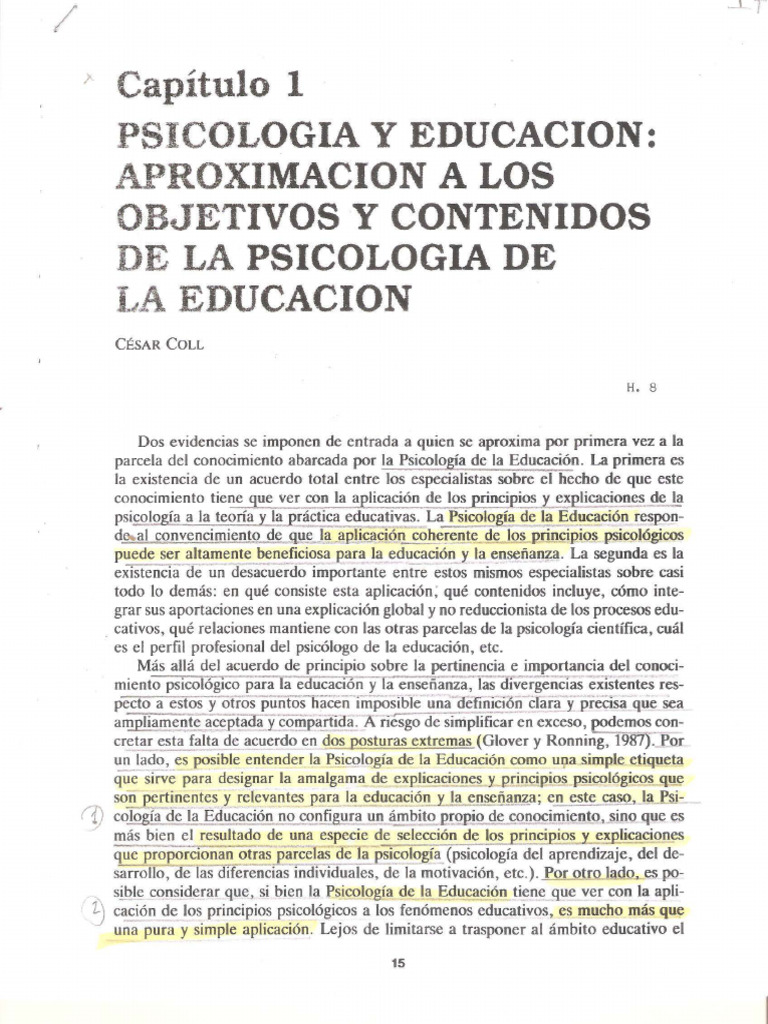 Psicología de la Educación: Fundamentos y Contenidos | PDF | Sicología ...