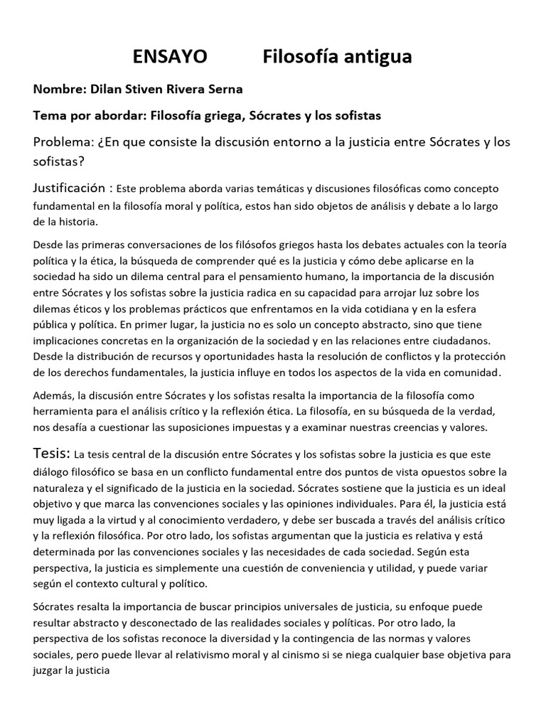 ENSAYO Filosofía Antigua Dilan Stiven Rivera | PDF | Justicia | Crimen ...
