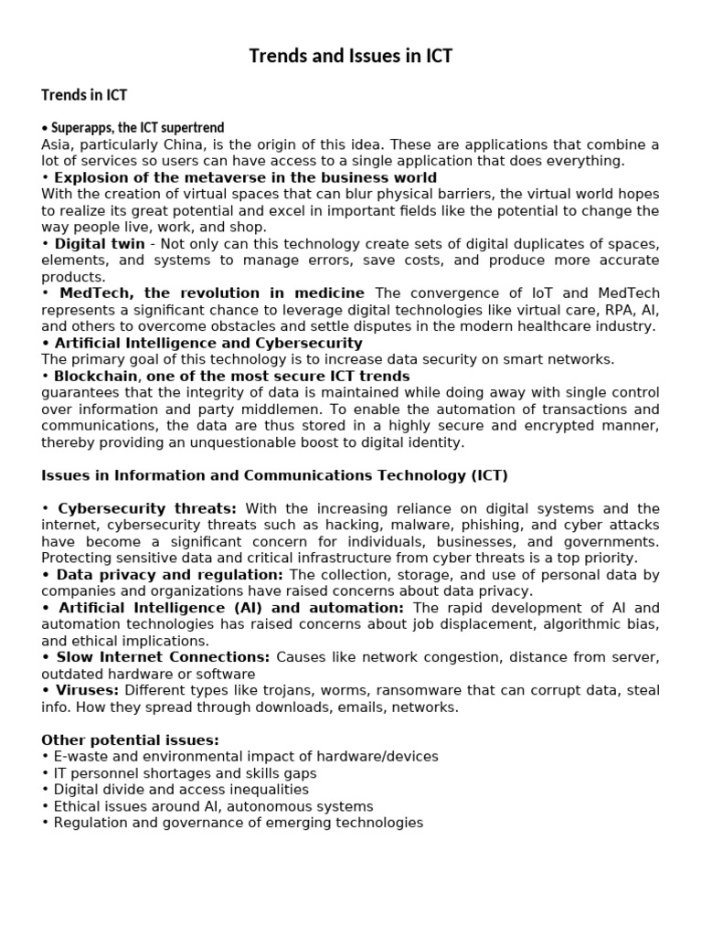 Trends and Issues in ICT - Lesson 2 MATATAG - Q1 | PDF | Computer ...