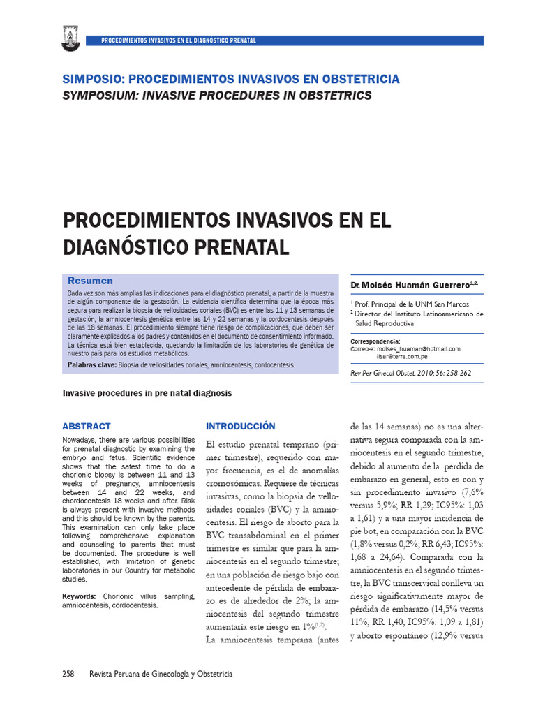 Procedimientos Invasivos en El Diagnóstico Prenatal: Symposium ...