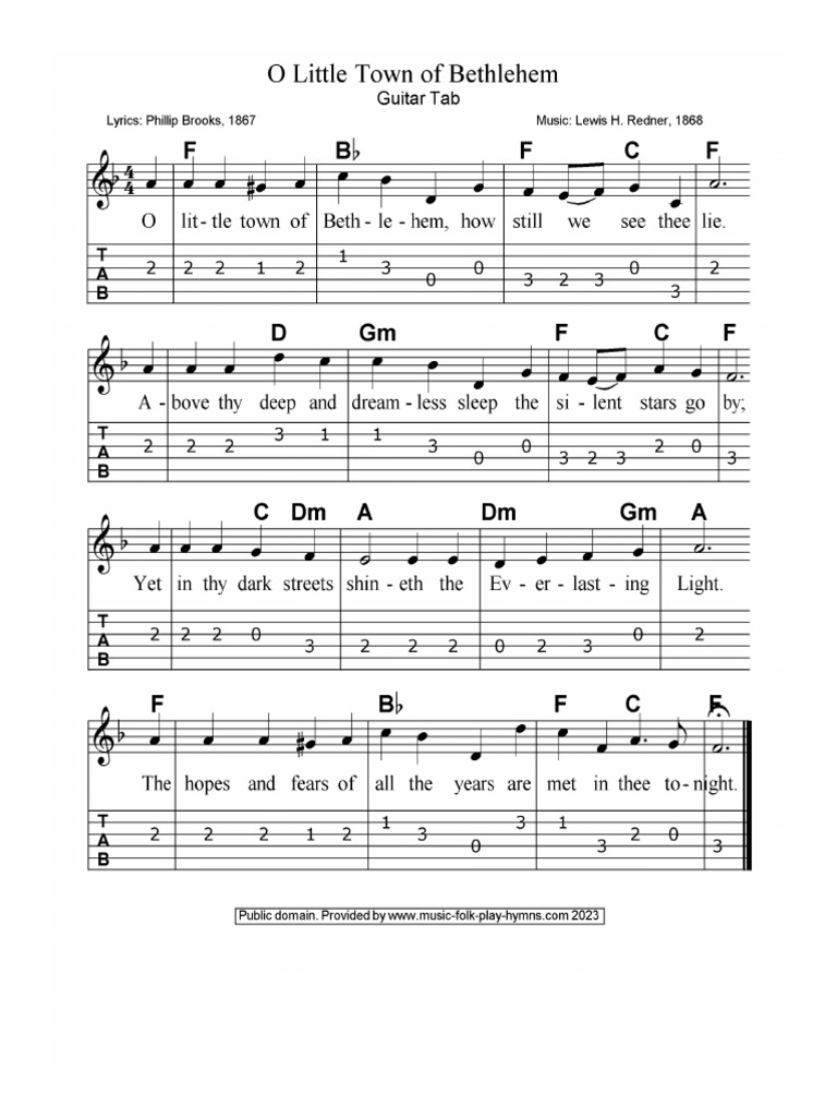 O Little Town of Bethlehem GUITAR F | PDF