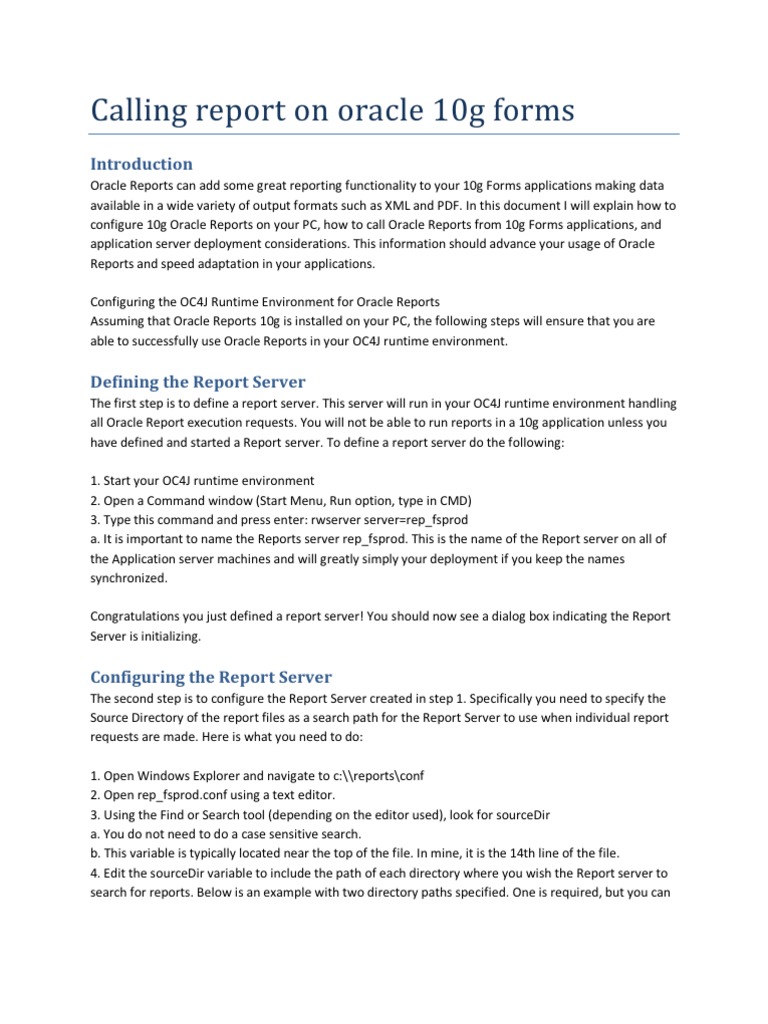 Calling Report On Oracle 10g Forms | PDF | Computer File | Application Software