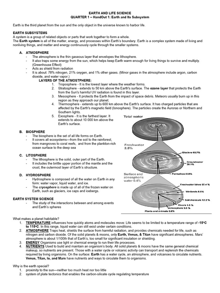EARTH and LIFE SCIENCE HandOut For Q1 24 Reviewer | PDF | Rock (Geology ...