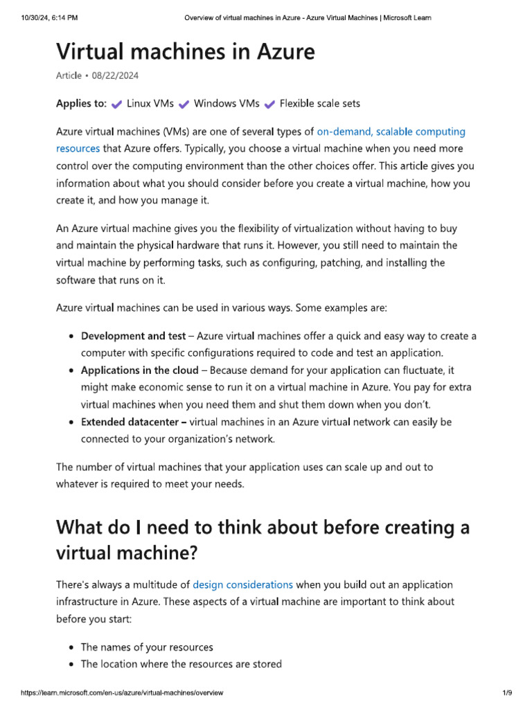 Virtual Machines in Azure | PDF