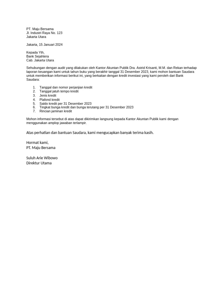 Surat Bank Sejahtera | PDF