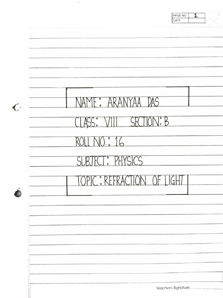 Class 8 Physics Project Refraction of Light | PDF | Refraction ... Class 8 Physics Project Refraction of Light | PDF | Refraction ...