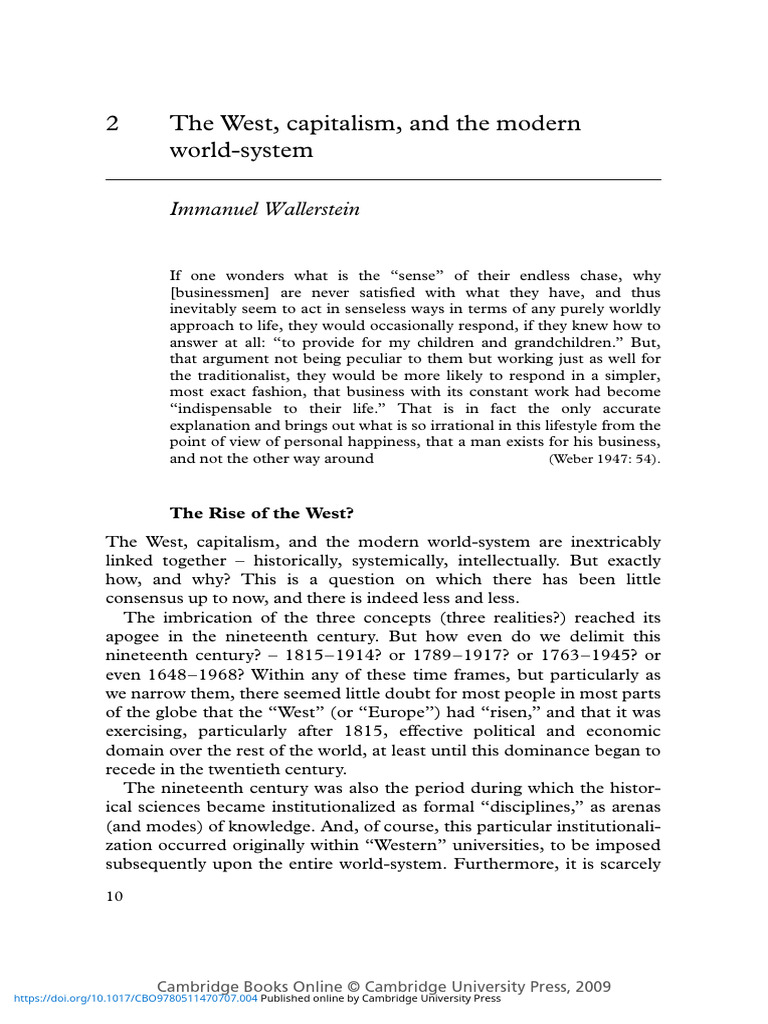Immanuel Wallerstein - West, Capitalism, and Modern-World-System (1999) | PDF | World Systems ...