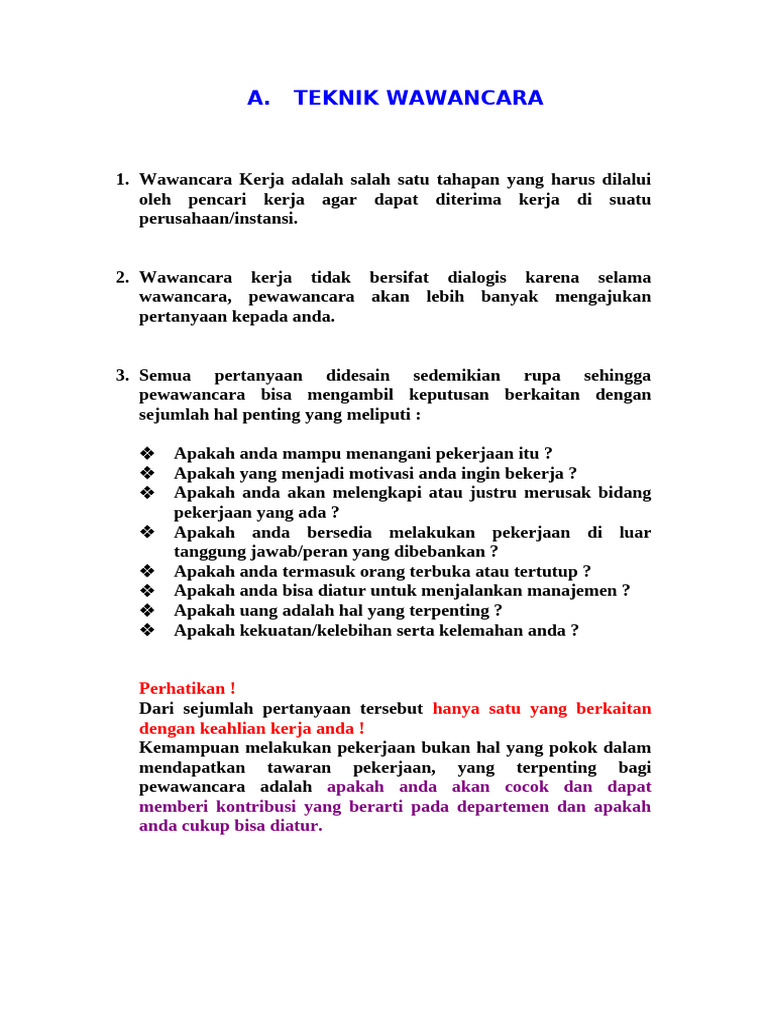 Teknik Wawancara Dan English Conv | PDF