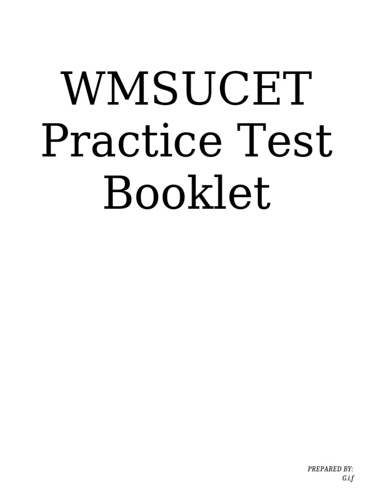 WMSUCET Practice Test Booklet | PDF | Angle | Toilet