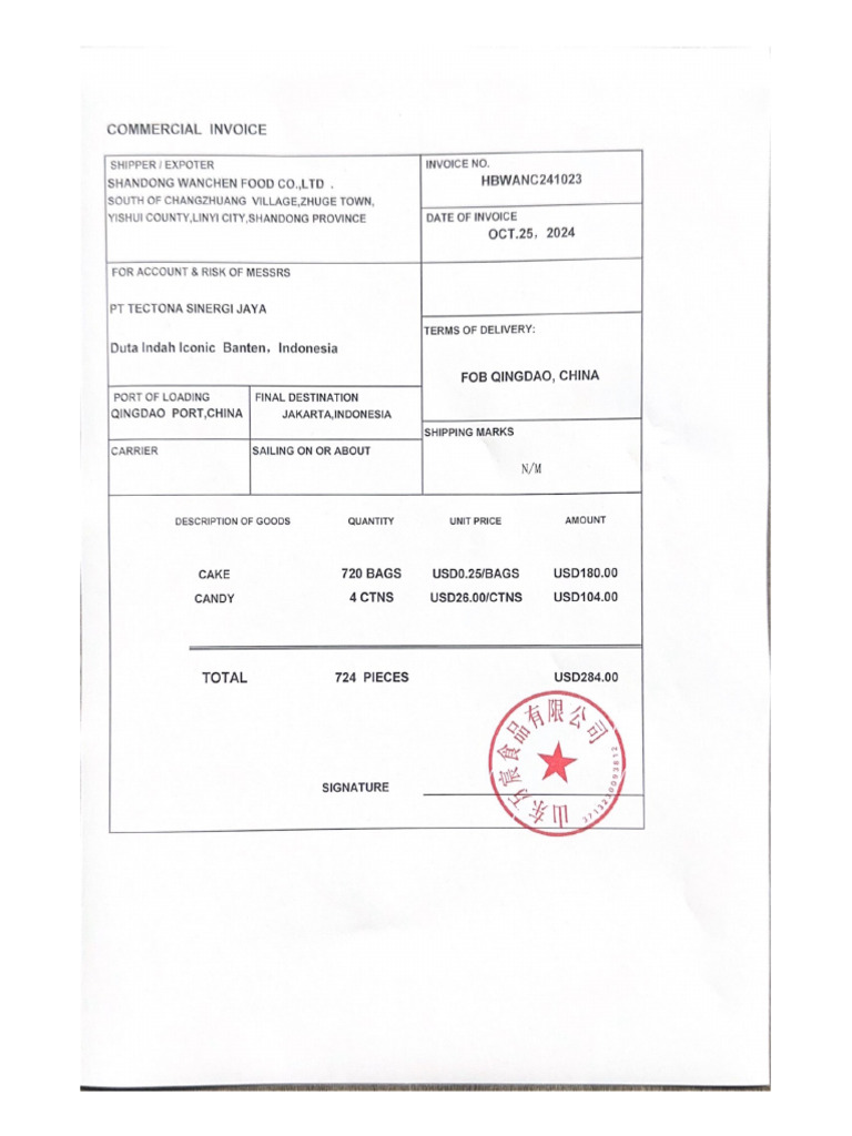 CONTOH PACKING LIST DARI LUAR NEGERI | PDF