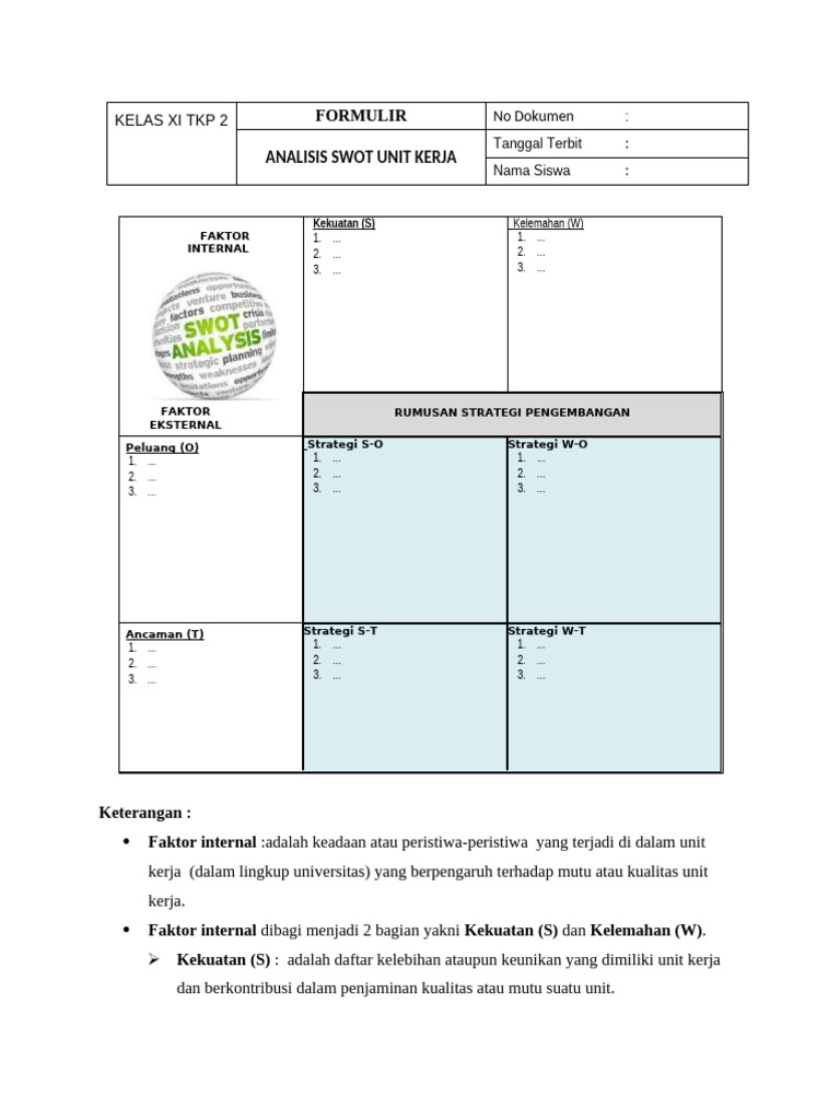 Form Dan Contoh Analisis Swot | PDF | Komputer