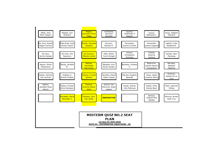MQ2 - 2D - Seat Plan 2nd 24 25 | PDF