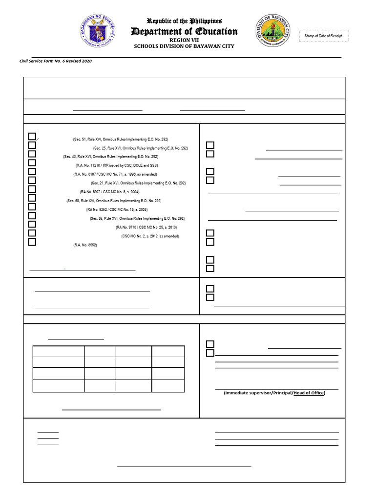 CS Form No. 6 Revised 2020 | PDF | Sick Leave