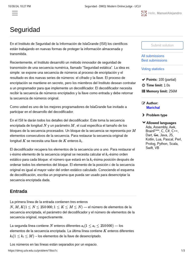 Seguridad - DMOJ - Modern Online Judge - UCLV | PDF | Software ...