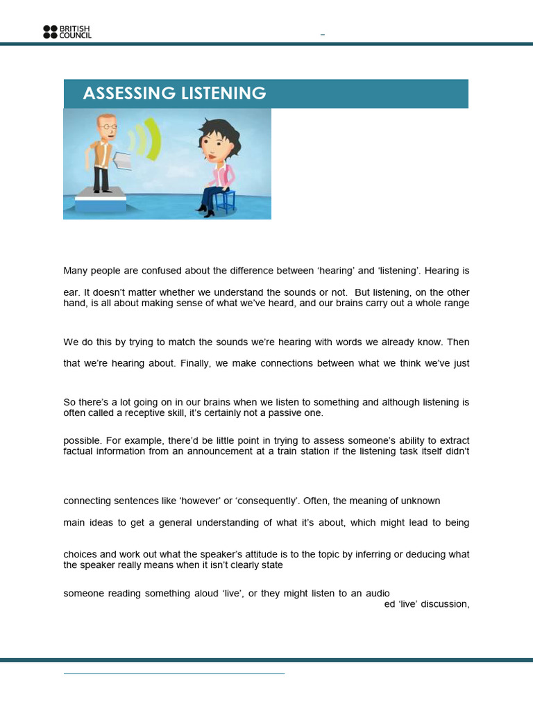 Transcript Assessing Listening | PDF | Multiple Choice | Human Communication
