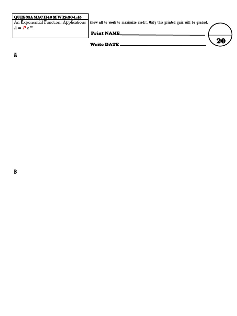 Quiz 35a Application Exponential Function Pdf 7732