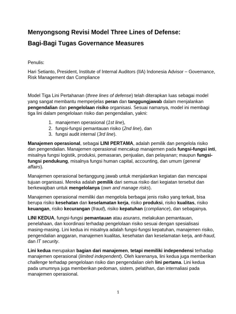 Revisi Model Tiga Lini Pertahanan | PDF | Karier & Perkembangan | Bisnis