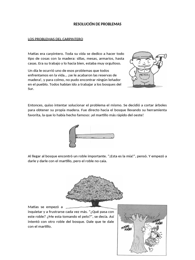 Resolucion de Problemas, Cuento Problemas Del Carpintero | PDF