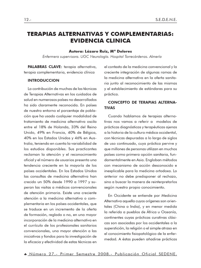 TERAPIAS ALTERNATIVAS Y COMPLEMENTARIAS | PDF | Medicina alternativa | Naturopatía