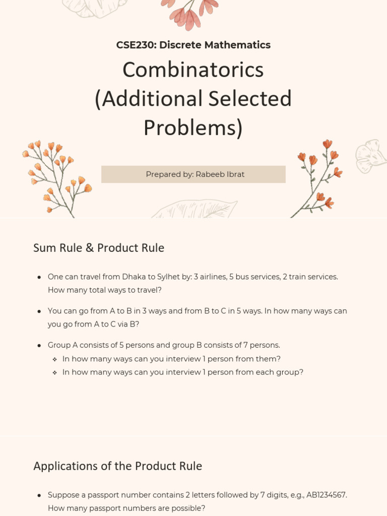 Combinatorics (Problemset) | PDF | Permutation | Combinatorics