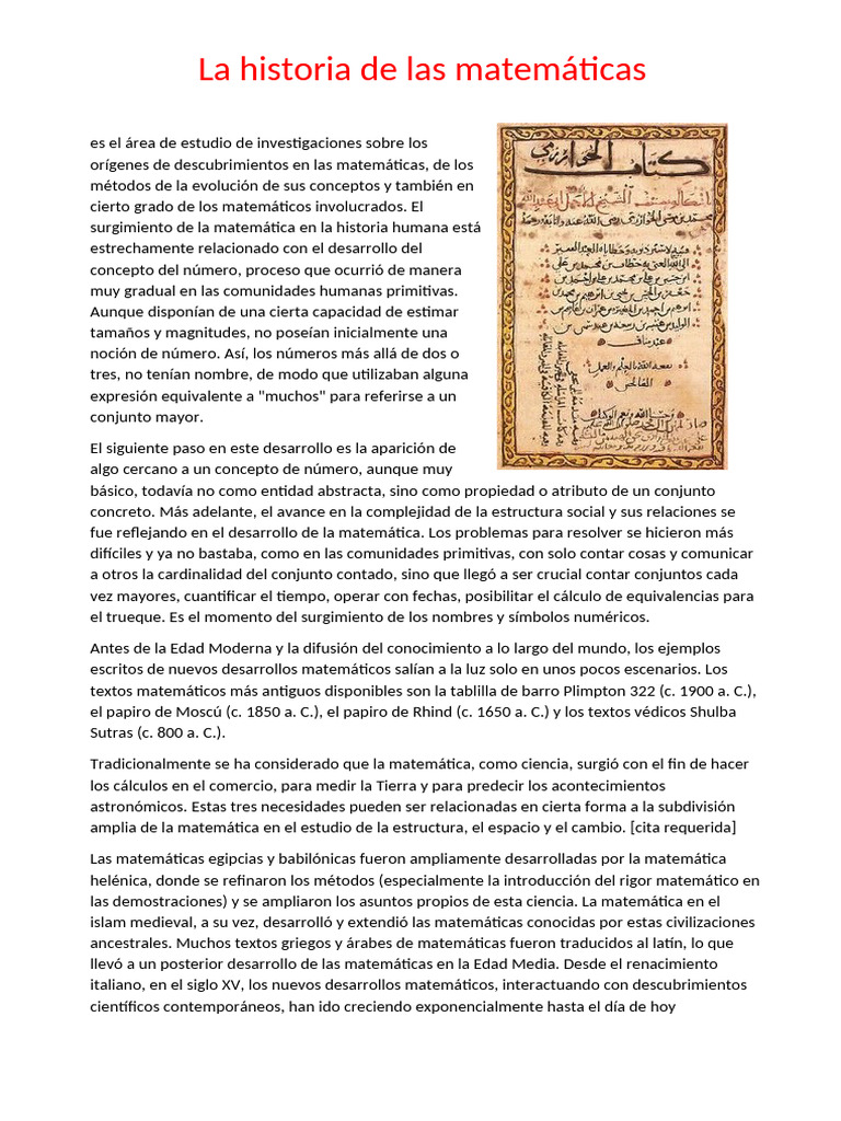 La Historia de Las Matemáticas | PDF | Matemáticas | Science