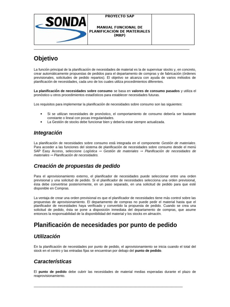 Manual MRP | PDF | Planificación | Obtención