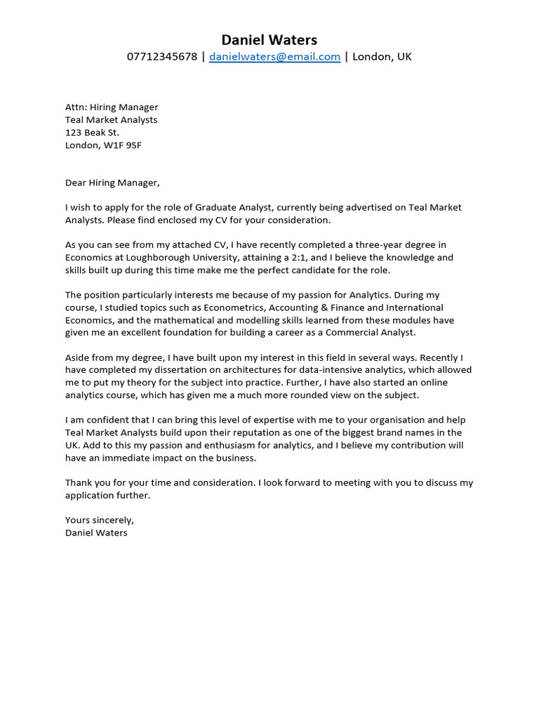 Cover Letter Example 1 | PDF