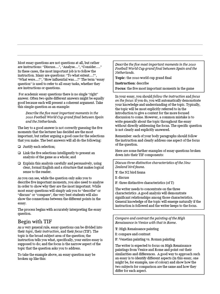 Understanding Essay Questions | PDF | Essays | Question