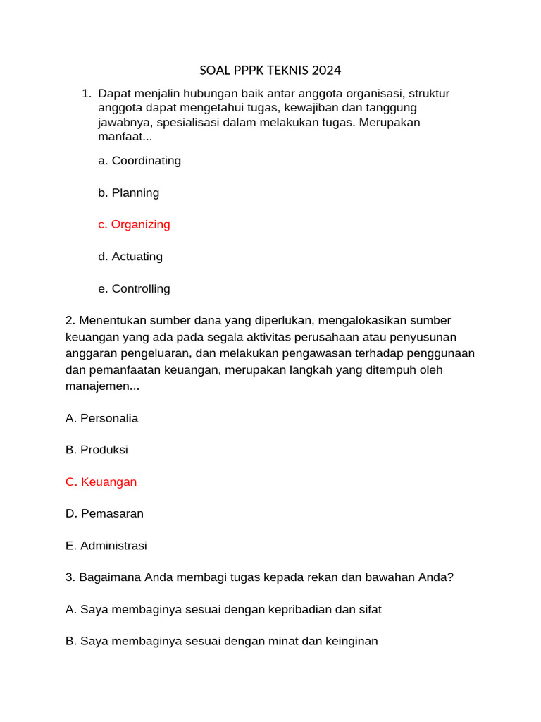 Soal PPPK Teknis 2024 | PDF