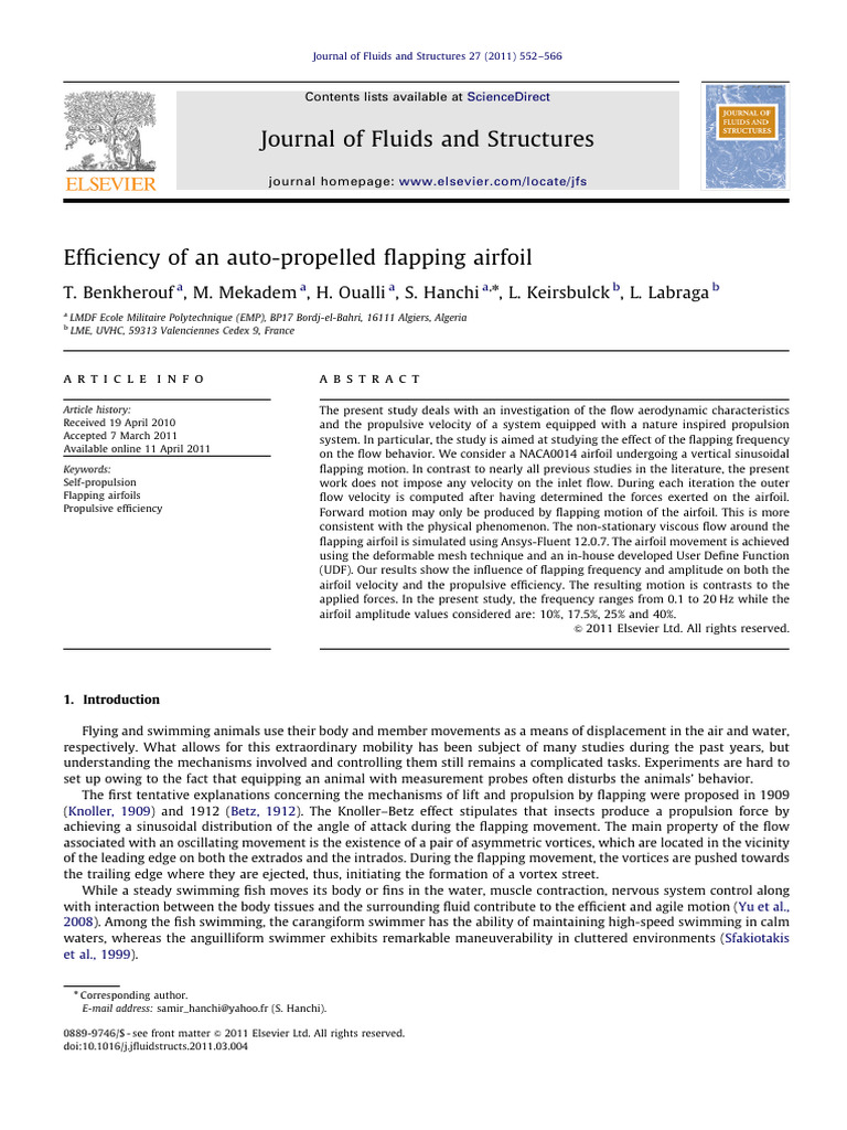 2011-FluentDymesh-Efficiency of An Auto-Propelled Flapping Airfoil ...