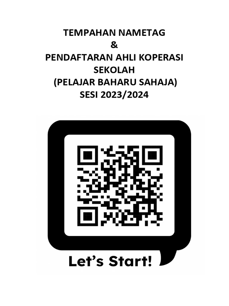QR Code Tempahan Nametag Dan Pendaftaran Ahli Koop 2023 2024 | PDF