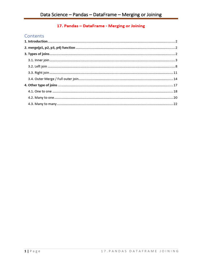 Pandas DataFrame Join Techniques | PDF | Data Management | Data ...