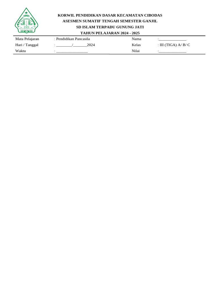 STS GANJIL 2024 - 2025 Pancasila | PDF