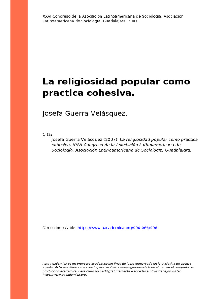Religiosidad Popular y Cohesión Social | PDF | Venezuela