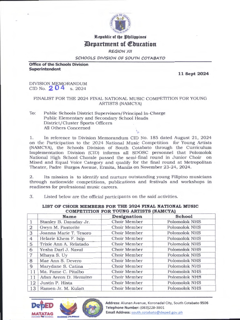 NAMCYA 2024 Finalist Announcement | PDF