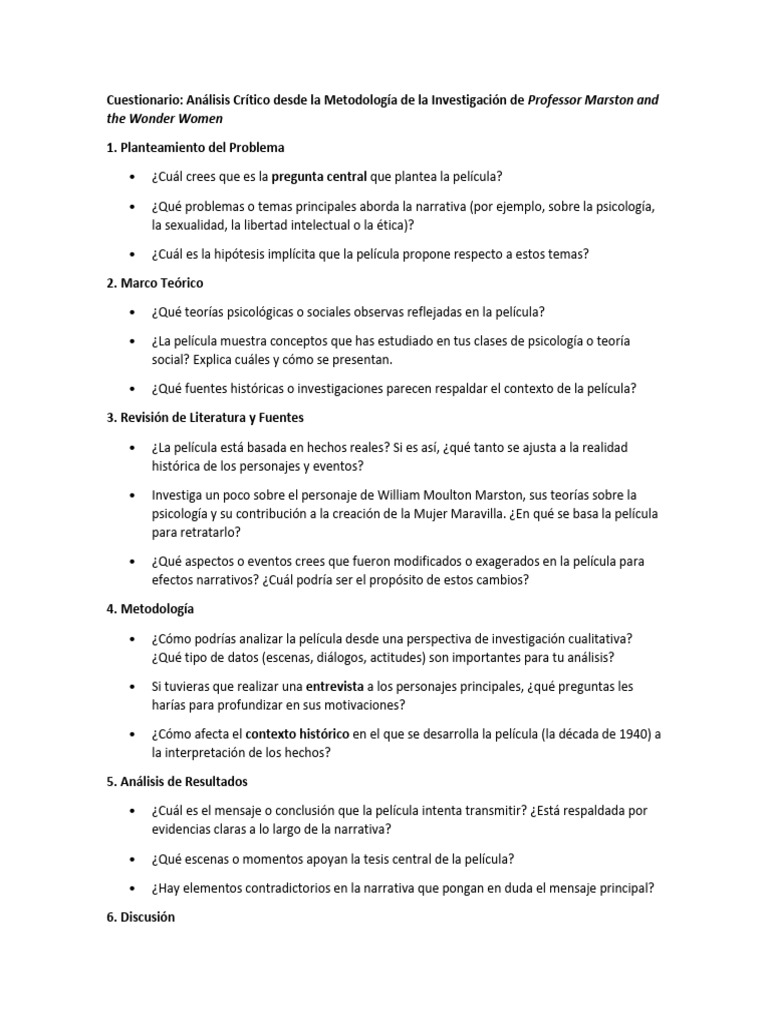 Cuestionario Sobre La Pelicula | PDF | Sicología | Teoría