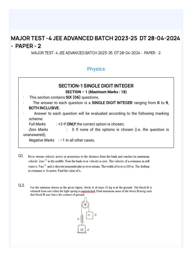 Assessment Testing @ major test 4, paper 2 | PDF | Liquids | Density