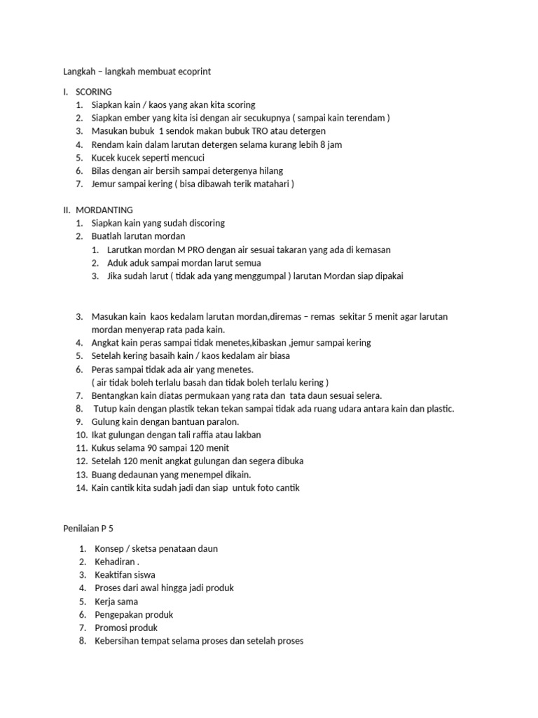 Panduan Membuat Ecoprint Kain | PDF