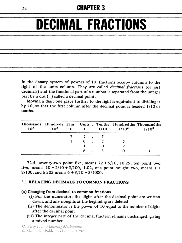 Decimal Fractions: Relating Decimals To Common Fractions | PDF ...